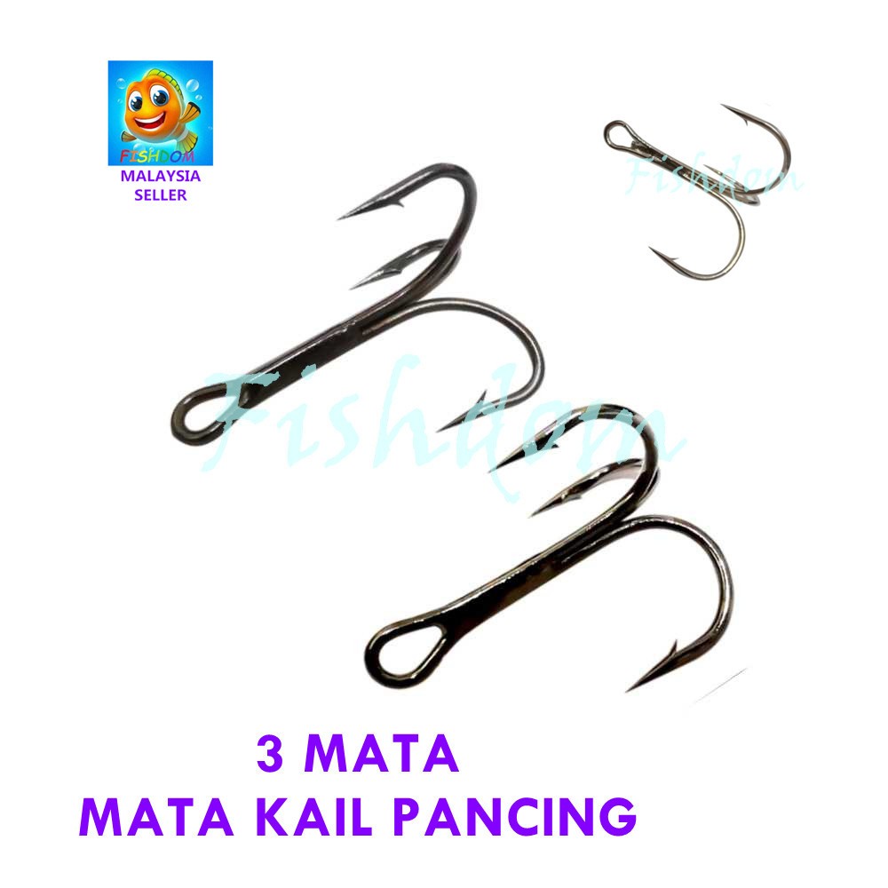 FISHDOM TRIPLE HOOK 3X METAL CLAW CARBON STEEL FISHING HOOK PANCING ...
