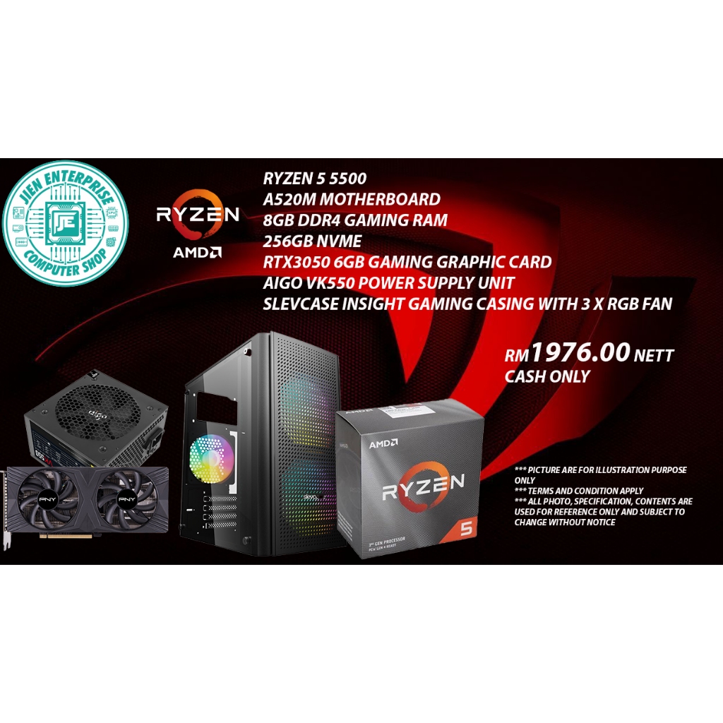 AMD Ryzen 5 5500 | RTX 3050 Gaming Graphic Card | NVME | Mid Gaming PC ...
