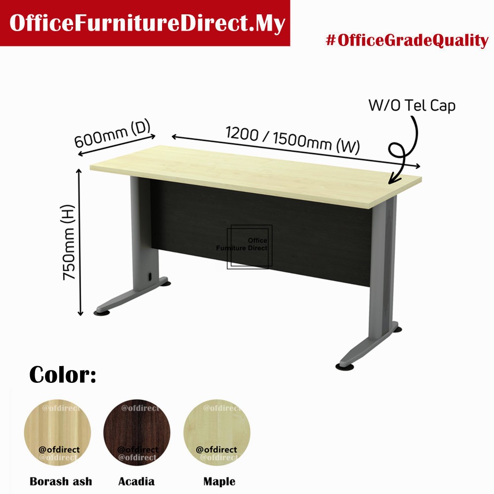 120x60 150x60cm T2 Office Table TT126 TT156 (WITHOUT TEL CAP) TT 126 TT ...