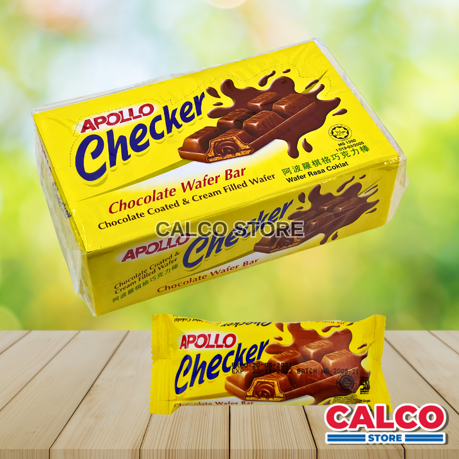 18g x 24pcs Apollo A1788 Checker Chocolate Wafer Bar Chocolate Coated ...