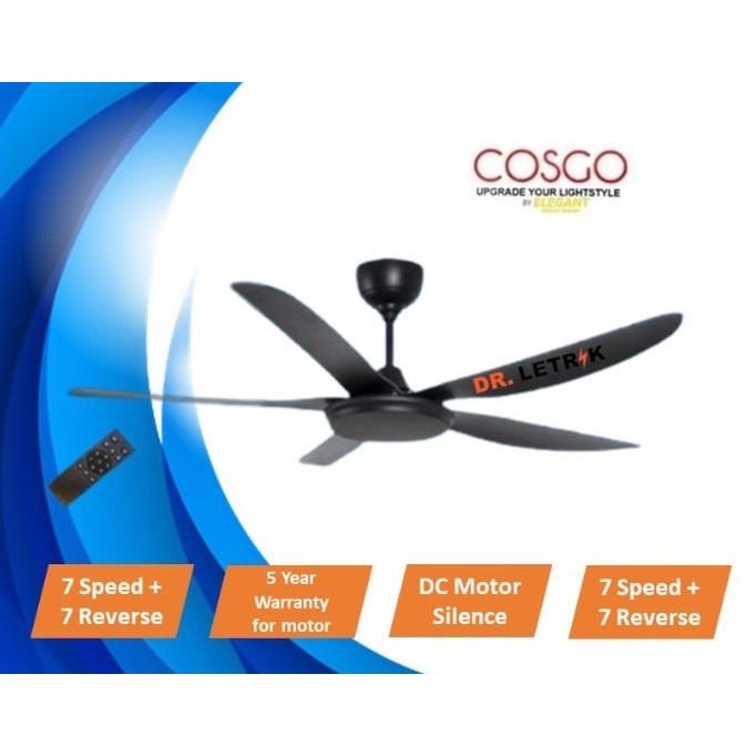 COSGO Ceiling Fan DC Motor 56'' Remote Control 14speed Timer Kipas ...