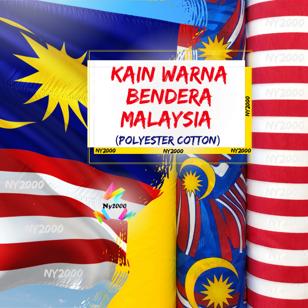 (Kain Polyester) Kain Warna Plain & Jalur Merah Bendera Malaysia ...