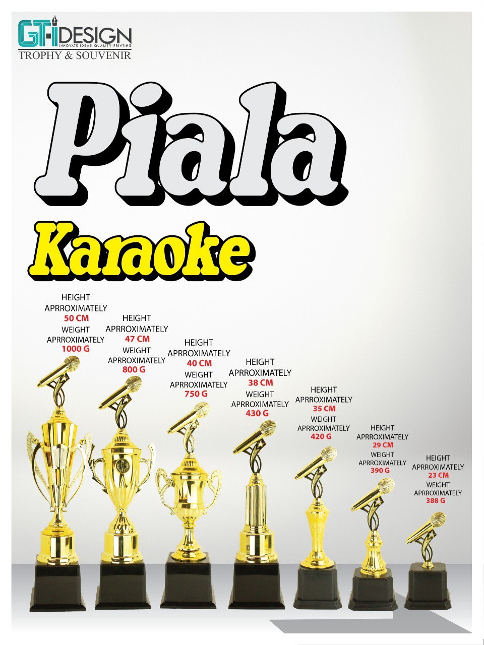 KARAOKE TROPHY / PIALA KARAOKE / SINGING ( TAPAK BERAT & PRINT ATAS ...