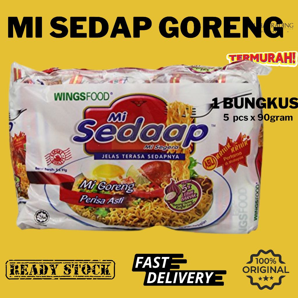 MI SEDAAP GORENG MEE SEDAP SEGERA WINGSFOOD PERISA ASLI ORIGINAL INDONESIA 90g X 5's | Shopee ...
