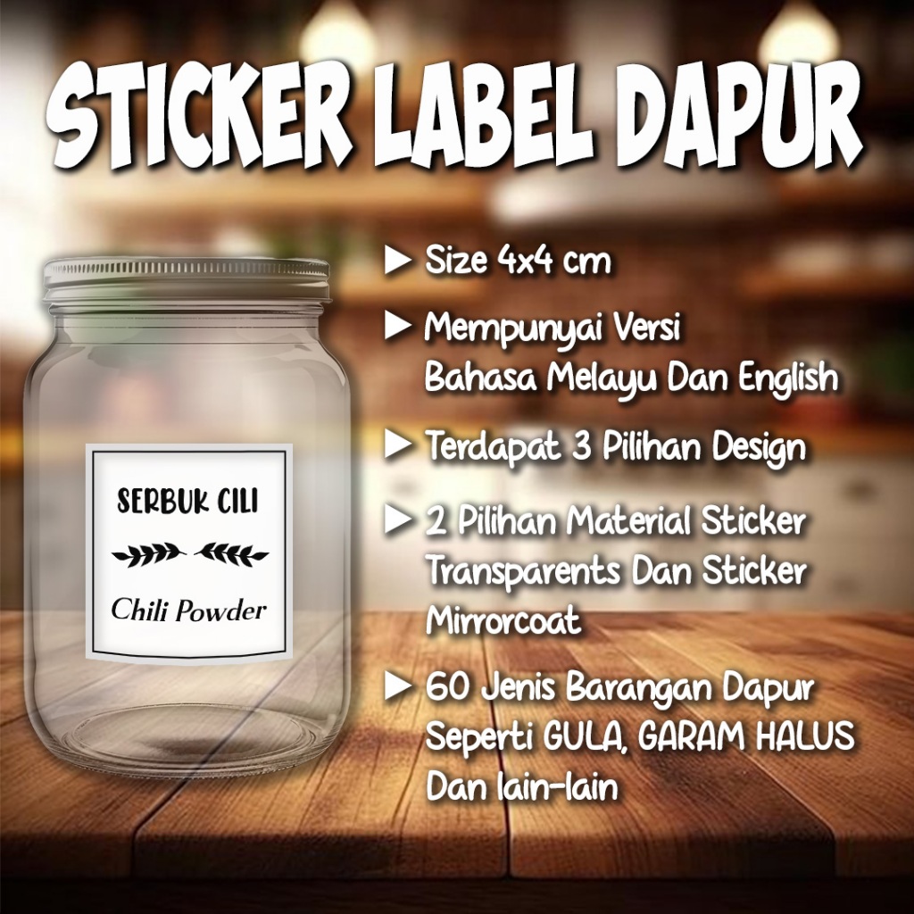 Sticker Label Barang Dapur l 60 Jenis Barang Dapur | Shopee Malaysia