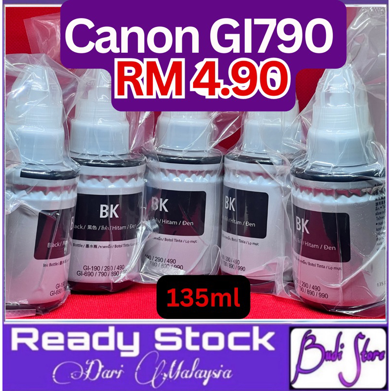 Refill ink Canon BLACK GI-790 For G2010 G2000 G3000 G3010 G4000 G4010 ...