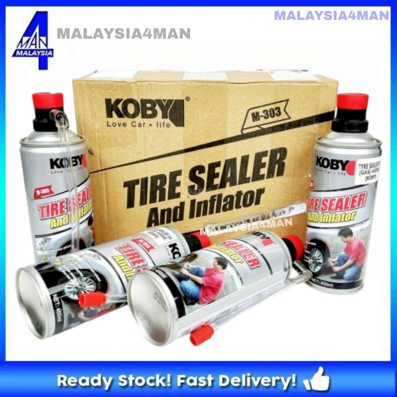 KOBY GAS AUTO TYRE SEALER 450ML UNIVERSAL MOTORCYCLE CAR TIRE SEALER ...