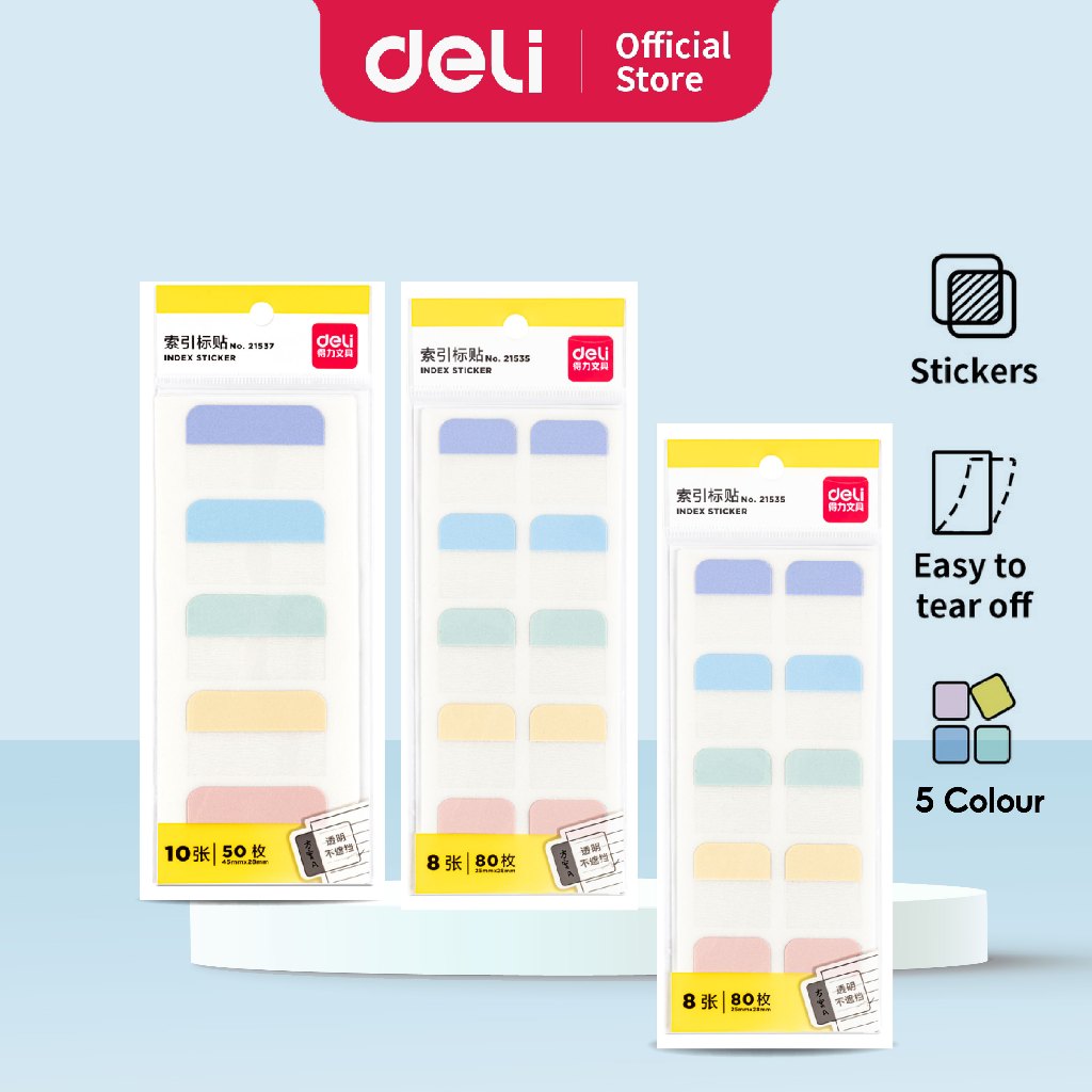 Deli Sticky Notes Index Tab Stick Up (28mm x 25mm/28mm x 45mm/28mm x ...