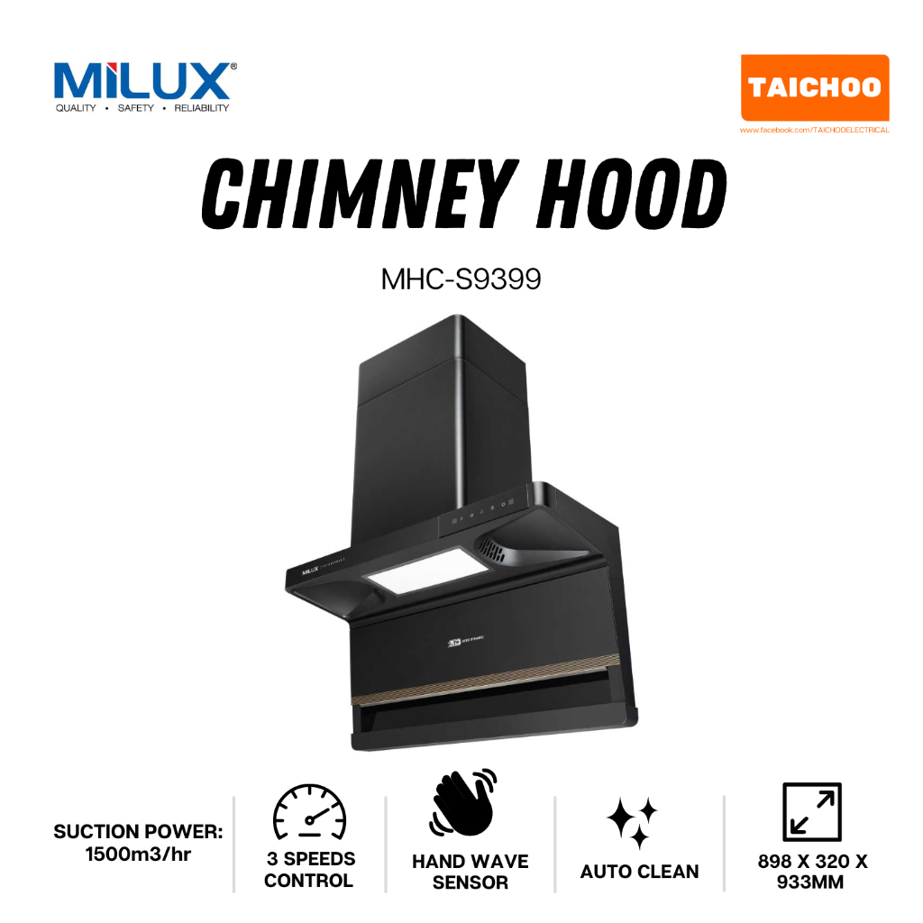 Milux Chimney Hood 1500m3/h with Heat Auto Clean MHC-S9399 | Shopee ...