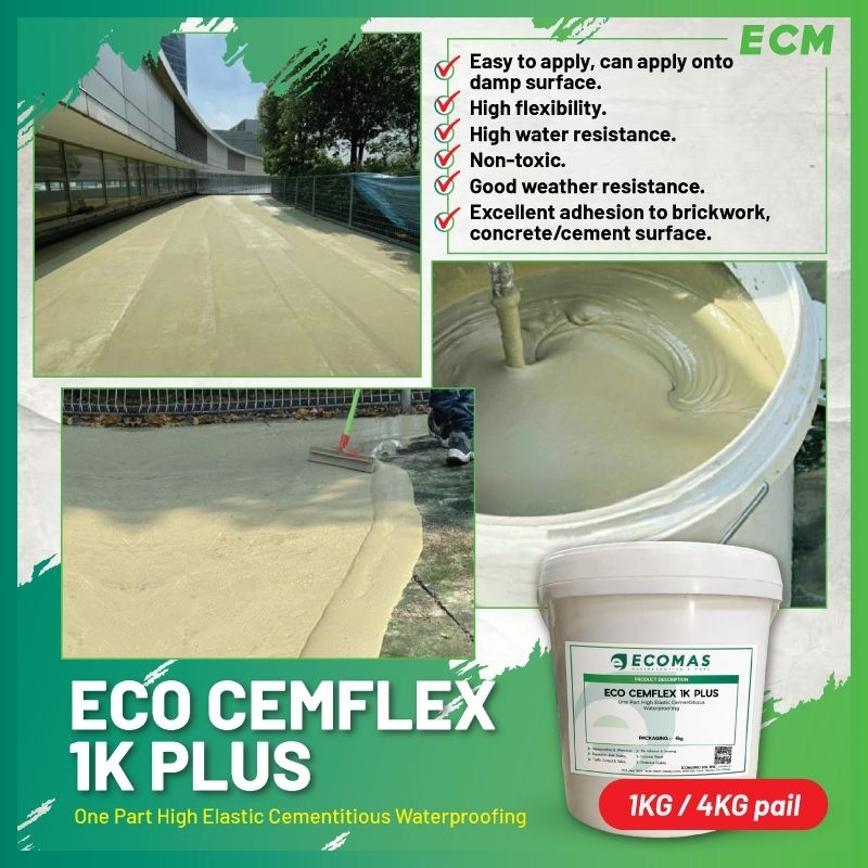 ECO CEMFLEX 1K PLUS (4KG PACK) One Part NO-MIXING, Polymer Modified ...