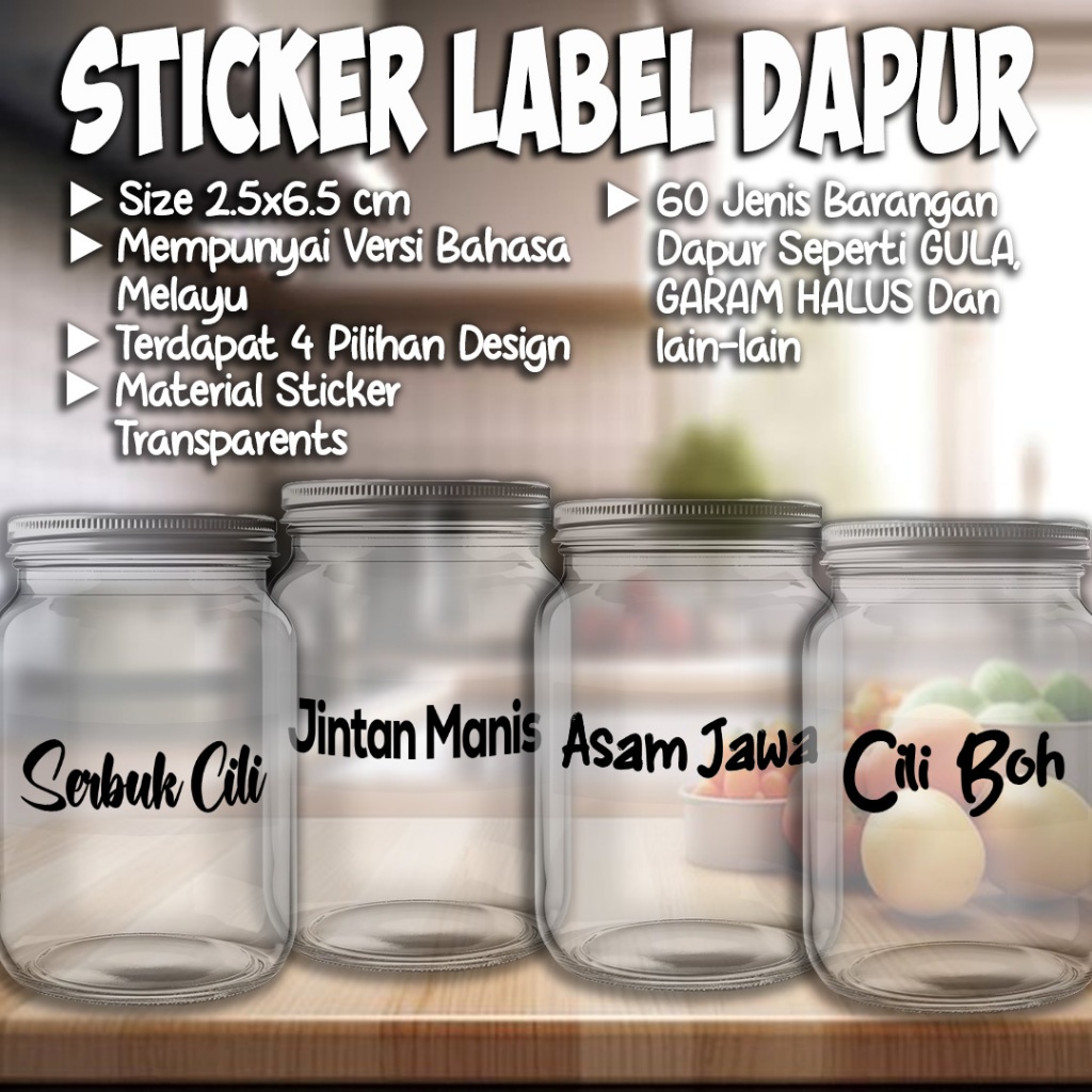 Sticker Label Barang Dapur l 60 Jenis Bahan Masakan | Shopee Malaysia