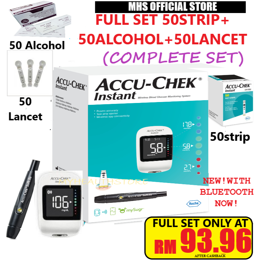 [NEW WITH BLUETOOTH][FULL SET] Accu Chek Instant Meter Set +25/50strip ...