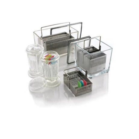 Glass staining jar for histology microscope slide staining dish ...