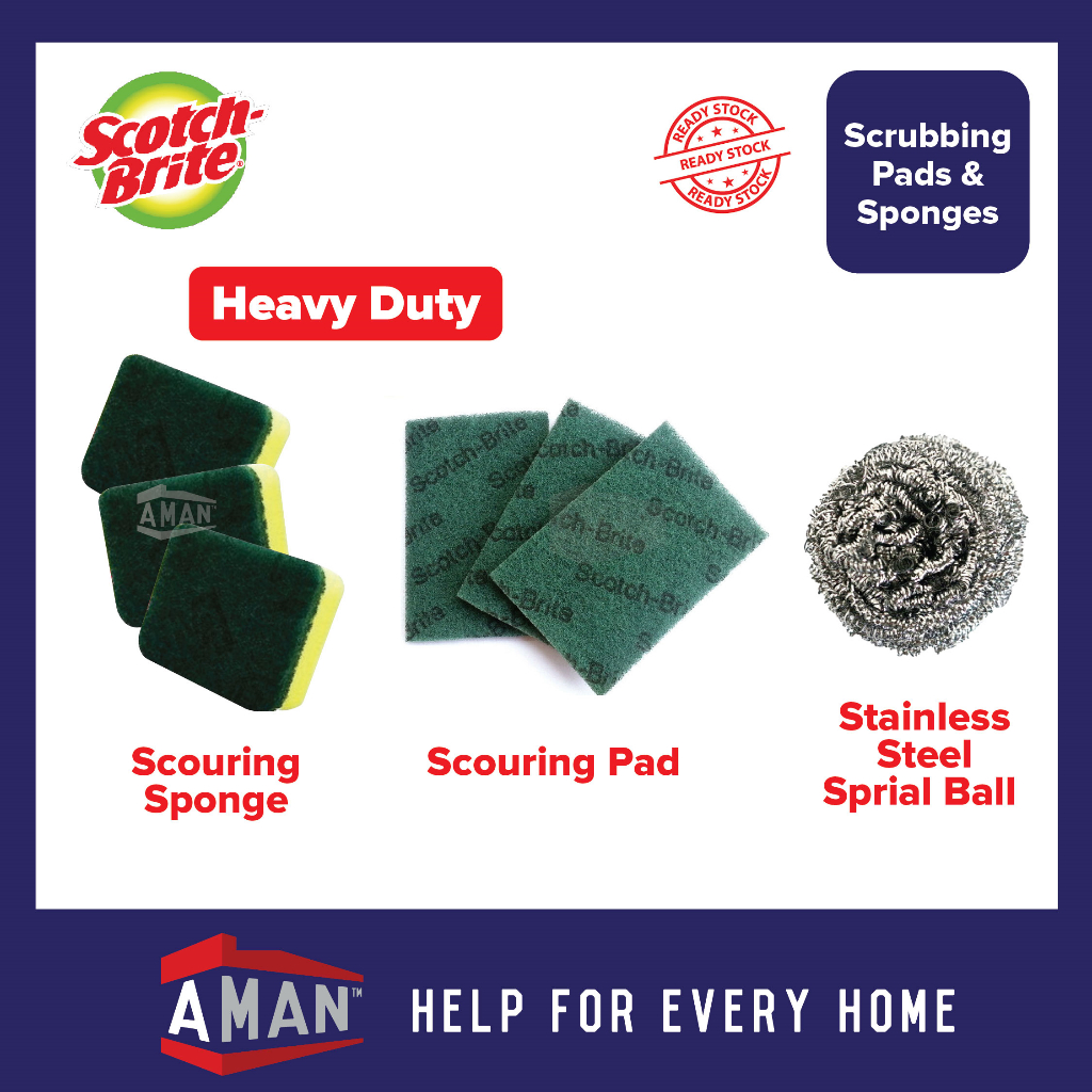 3M SCOTCH BRITE Scouring Sponge Scouring Pad Stainless Steel Spiral ...