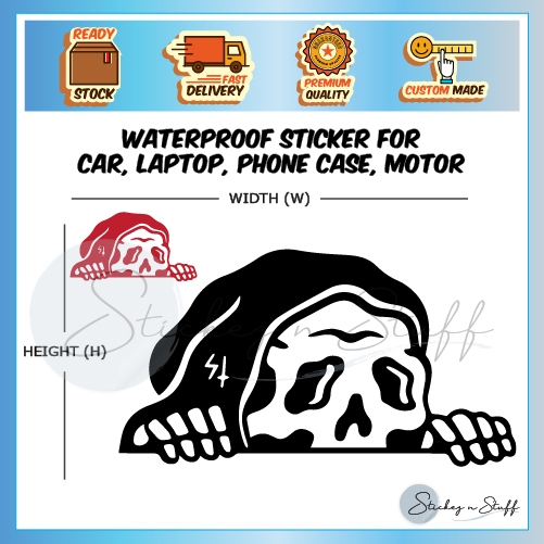 Grim Reaper Peeker Sticker Funny Peeking Ghost Stiker Hantu Reflective ...