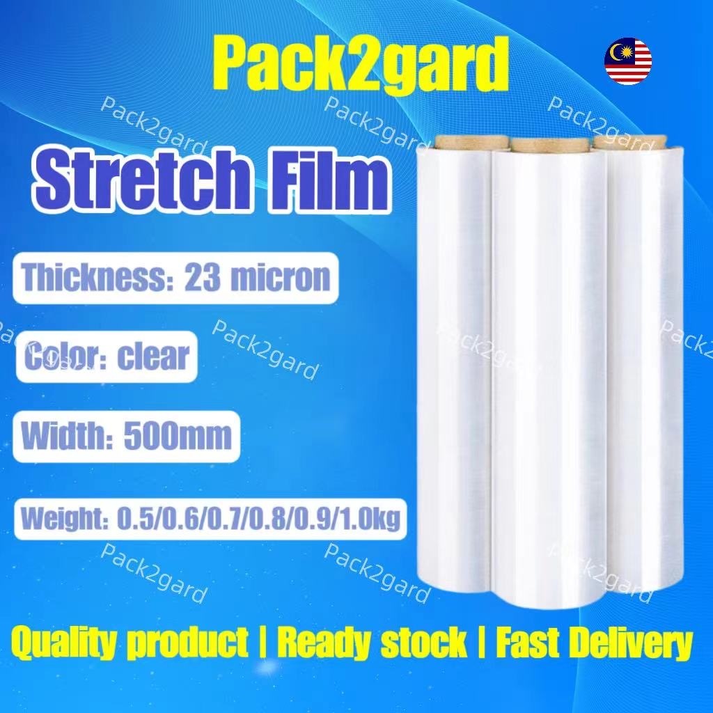 Pack2gard Stretch Film 500mm Clear 1.0Kg/0.9Kg/0.8Kg/0.7Kg/0.6kg/0.5kg / 23 micron / Hand Roll ...