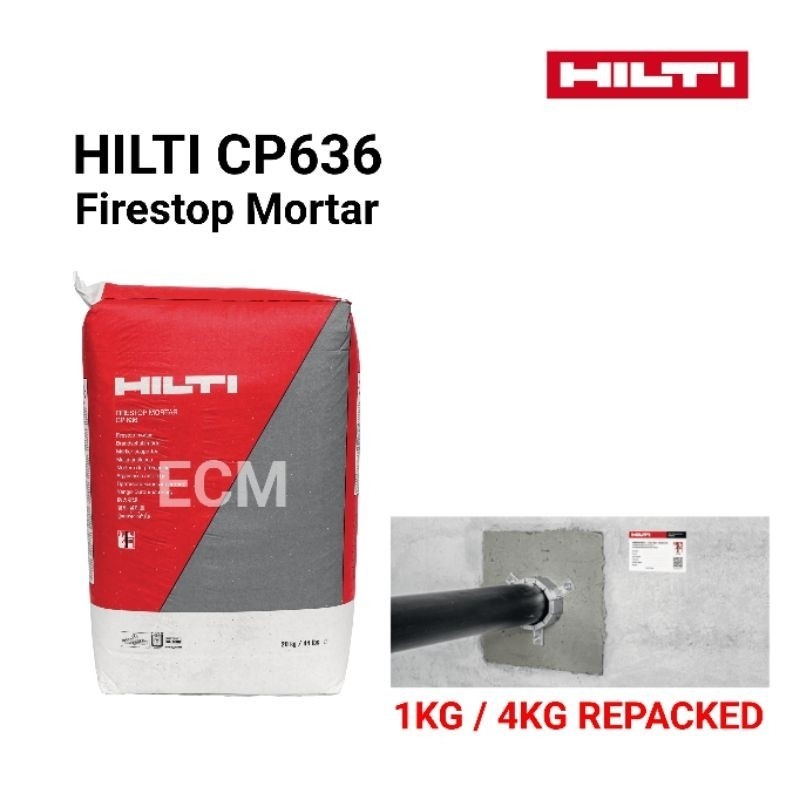 HILTI CP 636 FIRESTOP MORTAR (1KG / 4KG REPACKED) PREVENT FIRE AND SMOKE FROM SPREADING THROUGH ...