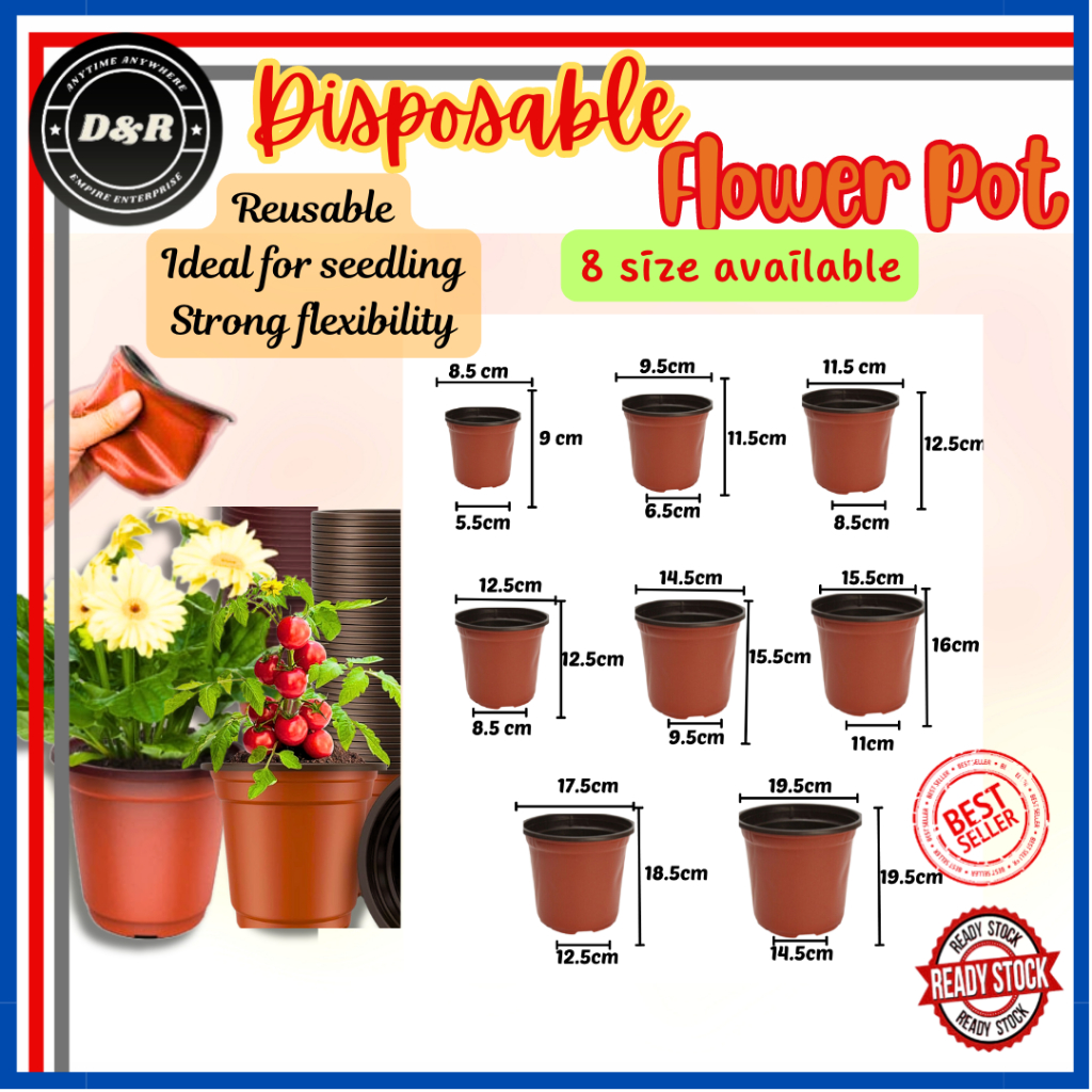 Murah 8 Size Disposable Flower Pot Pasu Semaian Plant Pot Pasu Bunga ...