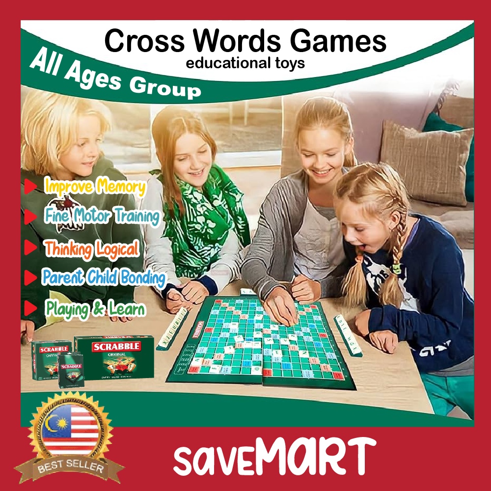 ORIGINAL Scrabble Cross Words Games Word Forming Board Game Educational ...