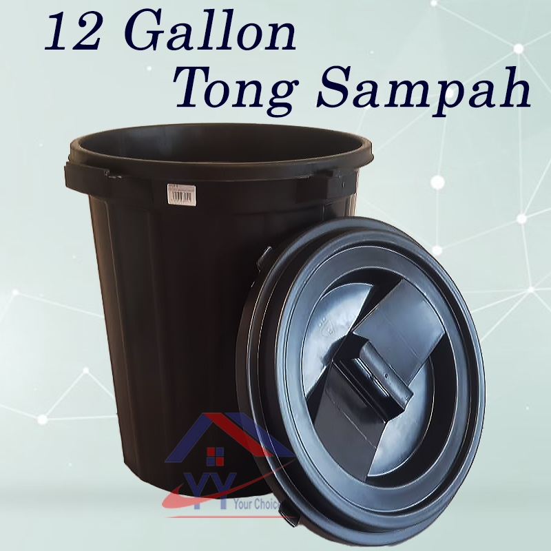 12 Gallon Black Plastic Dustbin With Cover/Black Dustbin/ Garbage Bin ...