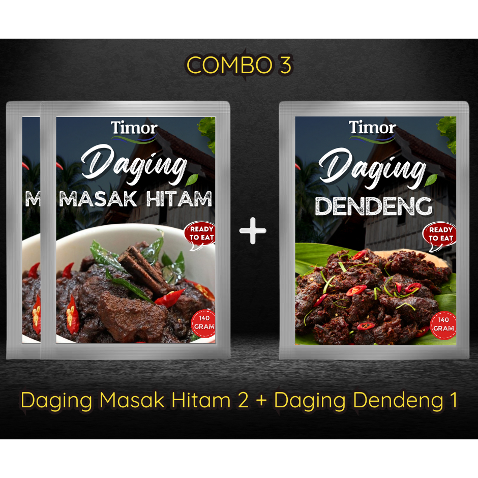 COMBO DAGING MASAK HITAM 2 PACK DAN DAGING DENDENG 1 PACK READY TO EAT ...