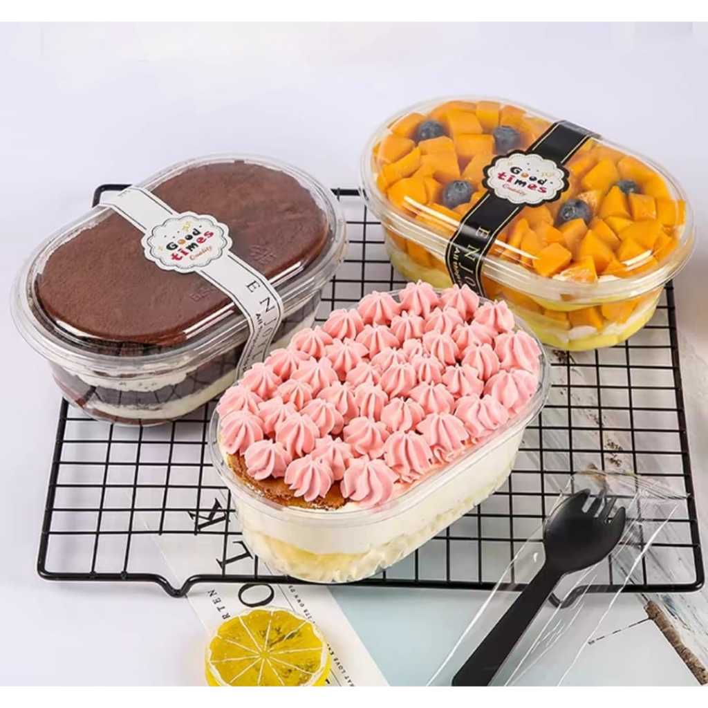 500ml Transparent Cake Box with Lid / Kotak Kek Tiramisu for Mousse ...