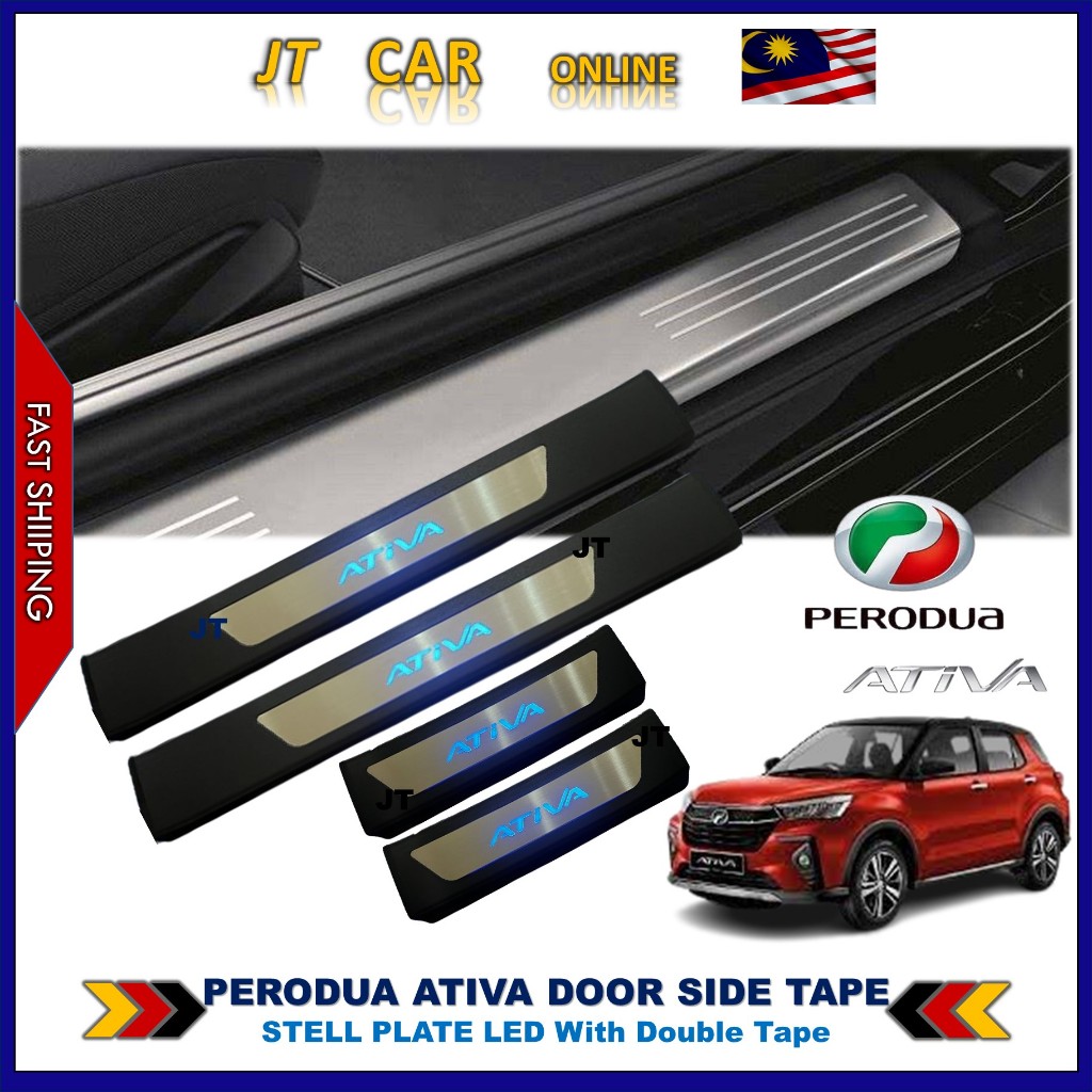 Perodua Ativa Side Steel Plate/Door Side Step With Led Blue - 4pcs/set ...