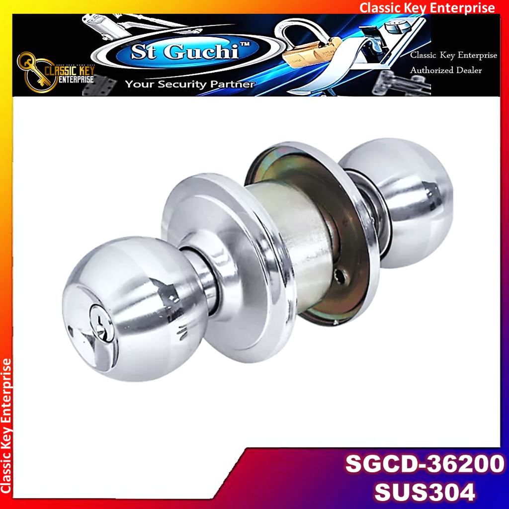 St Guchi Door Knob Cylindrical Lock Set SUS304 Stainless Steel (SGCD ...
