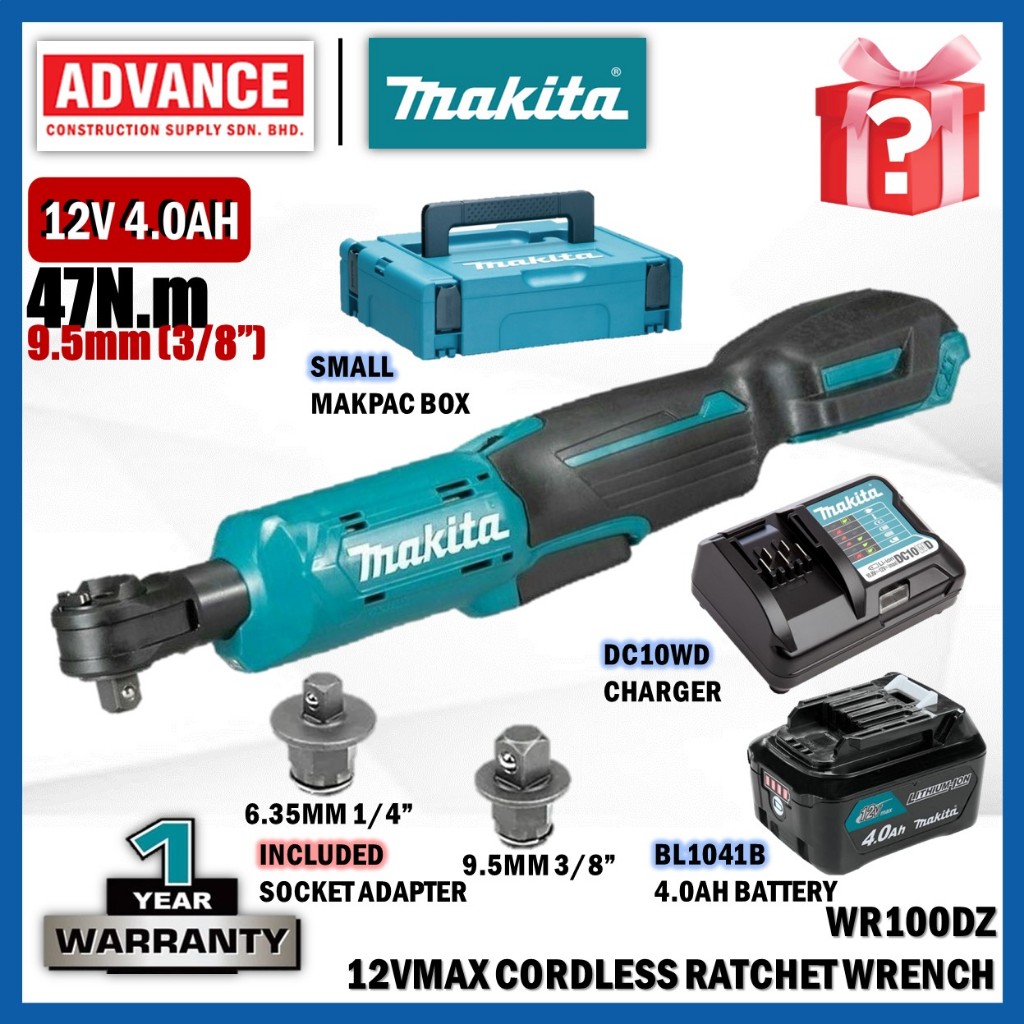 MAKITA WR100DZ / WR100DWA 12Vmax Cordless Ratchet Wrench 9.5MM (3/8 ...