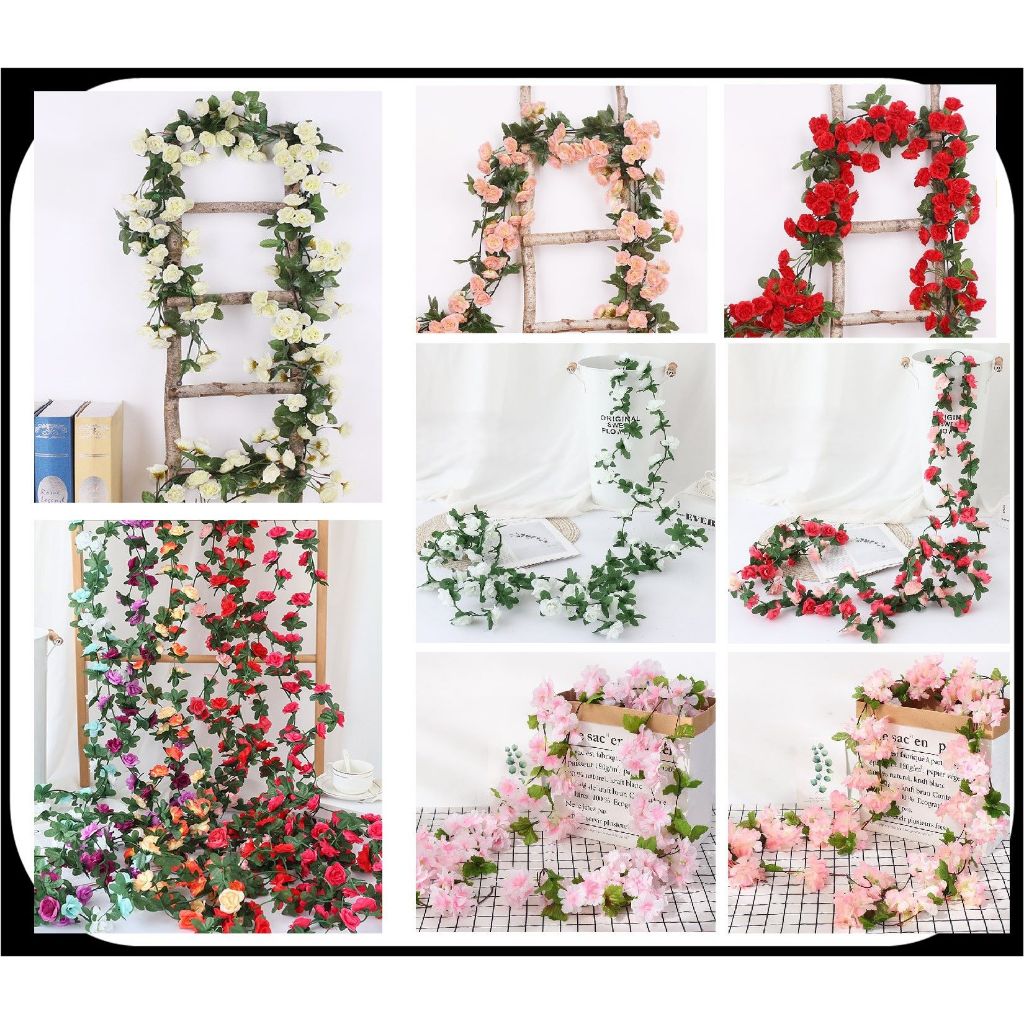 Long Garland Tea Rose Sakura Blossom For Wedding Home Office Decoration ...