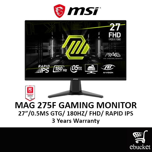 MSI MAG 275F 27" (FHD/ RAPID IPS/ 1ms GTG/ 180Hz/ Flat Gaming Monitor ...