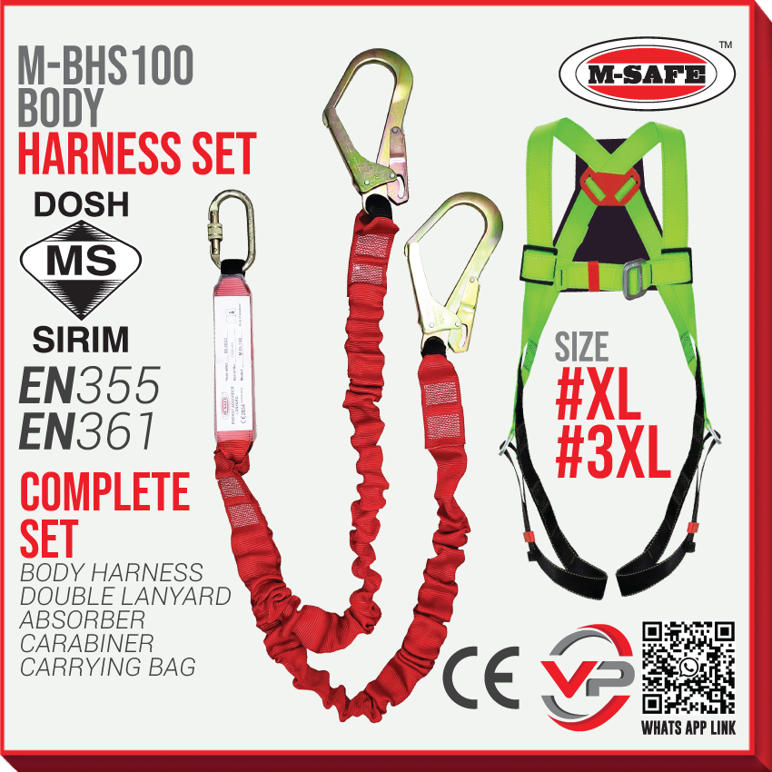 M-SAFE SIRIM DOSH FULL BODY HARNESS SET+DOUBLE LANYARD+ABSORBER M ...