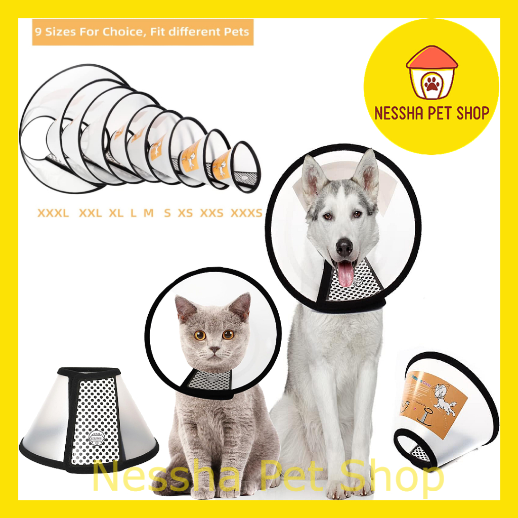 ADJUSTABLE ELIZABETHAN COLLAR E-COLLAR FOR CAT & DOG 15cm-50cm XXXS to ...