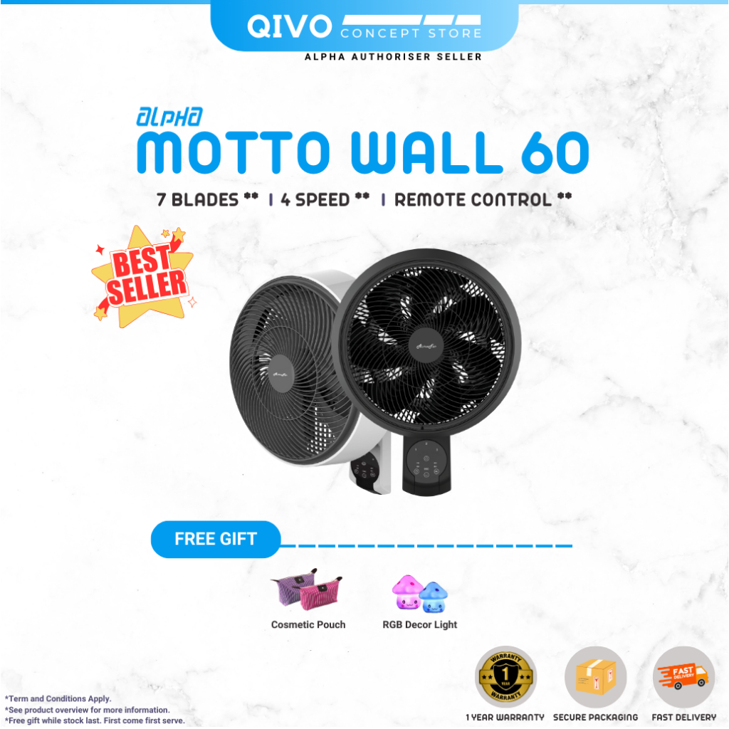 Alpha WF60 Motto Wall Fan 60 / 3 Speed Remote Control | Shopee Malaysia