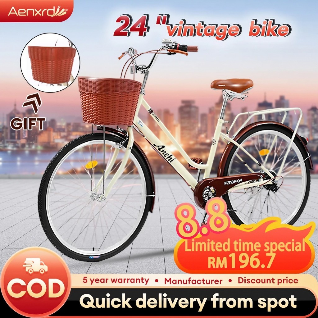 AENXRD 【Spot goods】Family Bike basikal The 24-inch retro style bike ...