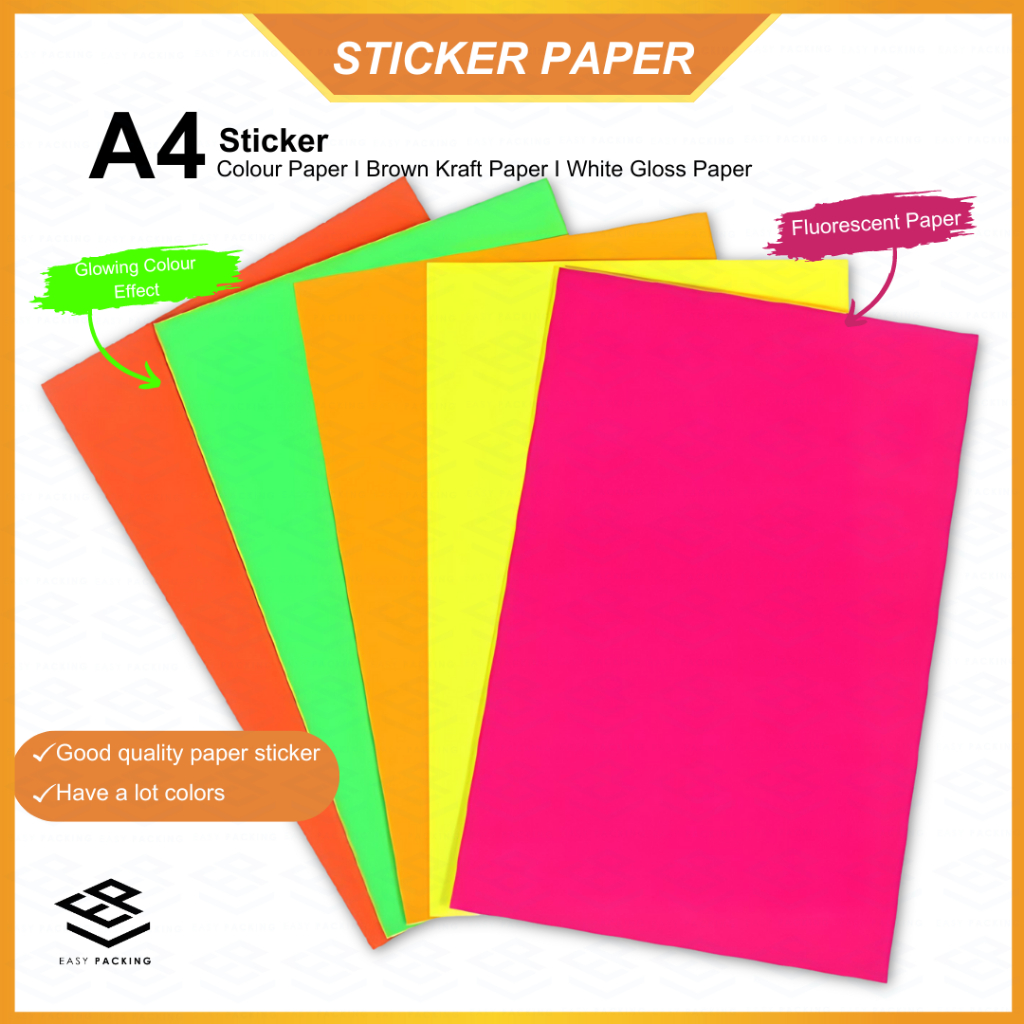 (10pcs) A4 Colour Sticker Adhesive Label A4 Size for All Printer ...