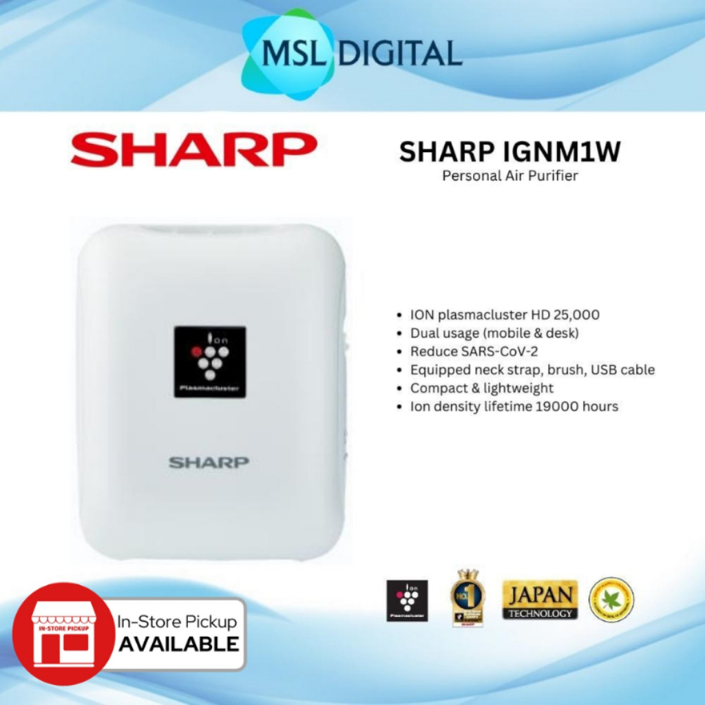 Sharp Ion Generator IGNM1W Wearable Air Mobile Purifier Ion Generator PLASMACLUSTER ION ...
