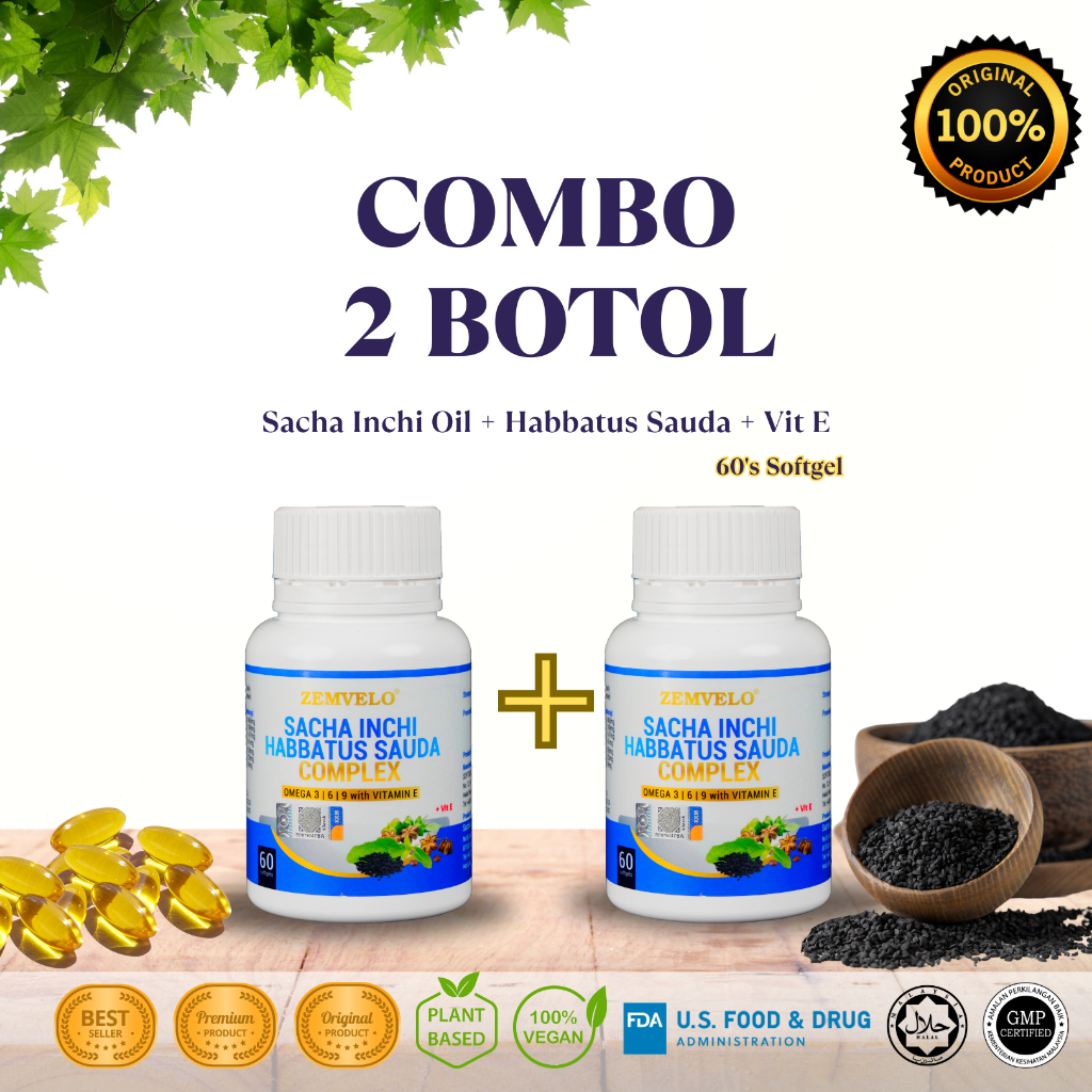 ZEMVELO Sacha Inchi Habbatus Sauda (60's/Bottle) - COMBO 2 | Shopee ...