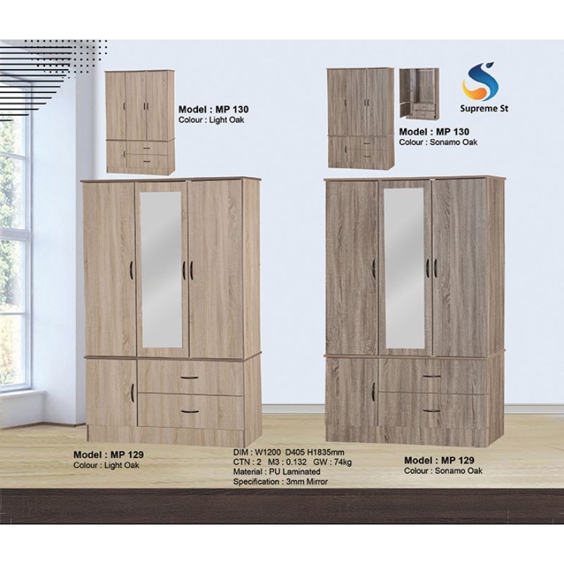 3DOOR WARDROBE/ ALMARI 3PINTU | Shopee Malaysia
