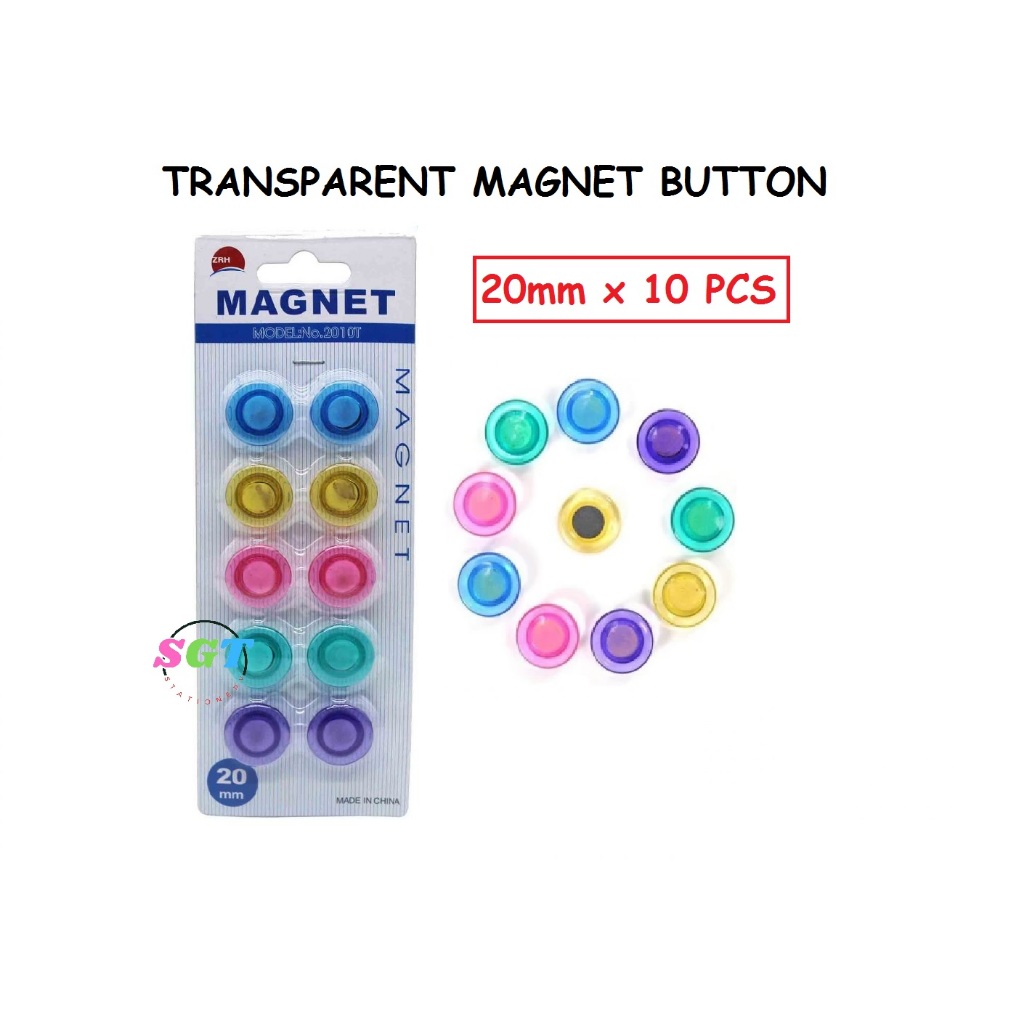 Transparent Colour Magnetic Button 20mm - 10's/pack | Shopee Malaysia