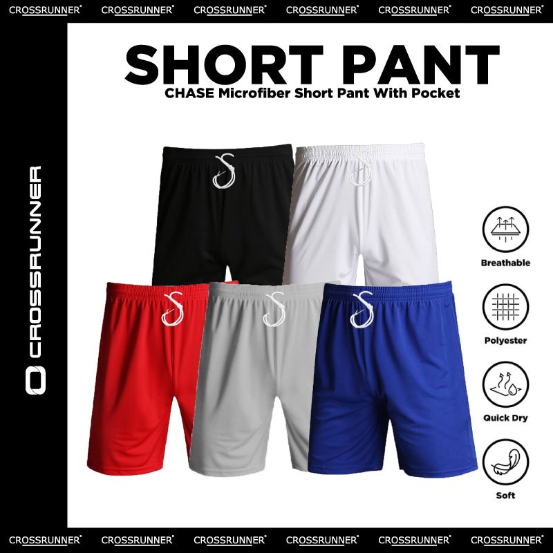CHASE Microfiber Short Pant With Pocket Seluar Pendek Lelaki Sport Men ...