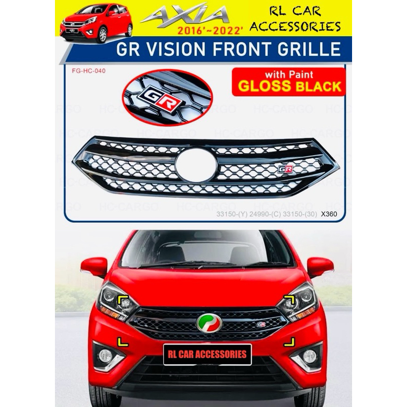 Perodua Axia 2016 2017 2018 2019 2020 2021 GR front grill grille logo ...