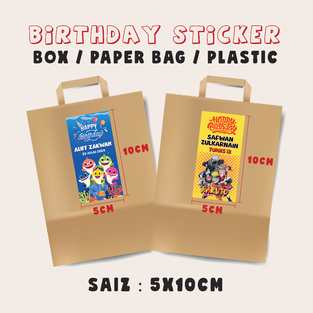 Happy Birthday Sticker / Selamat Hari Jadi Sticker / Sticker Kotak ...