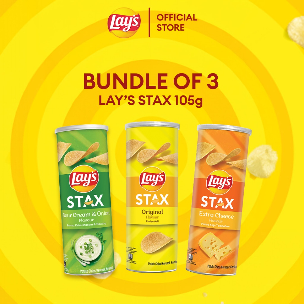 [Bundle of 3] Lay's MY Stax Original/Sour Cream & Onion/Extra Cheese ...