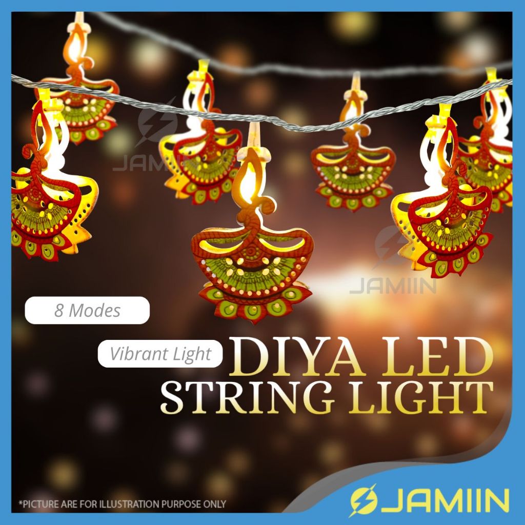 20L Diya LED Fairy String Light Deepak Diwali Deepavali Lampu LipLap ...