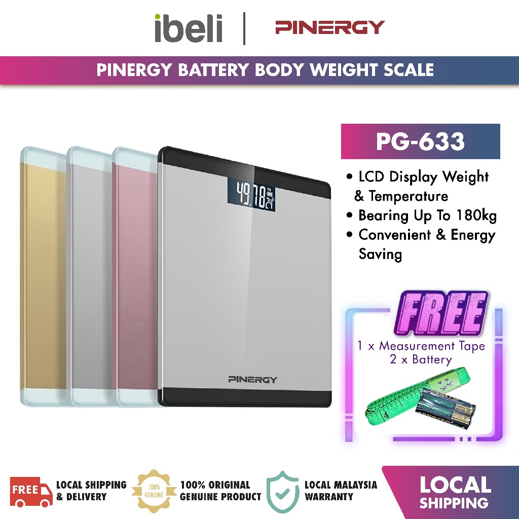 Pinergy Digital Body Weight Scale Glass Electronic Weighing Scale (PG ...