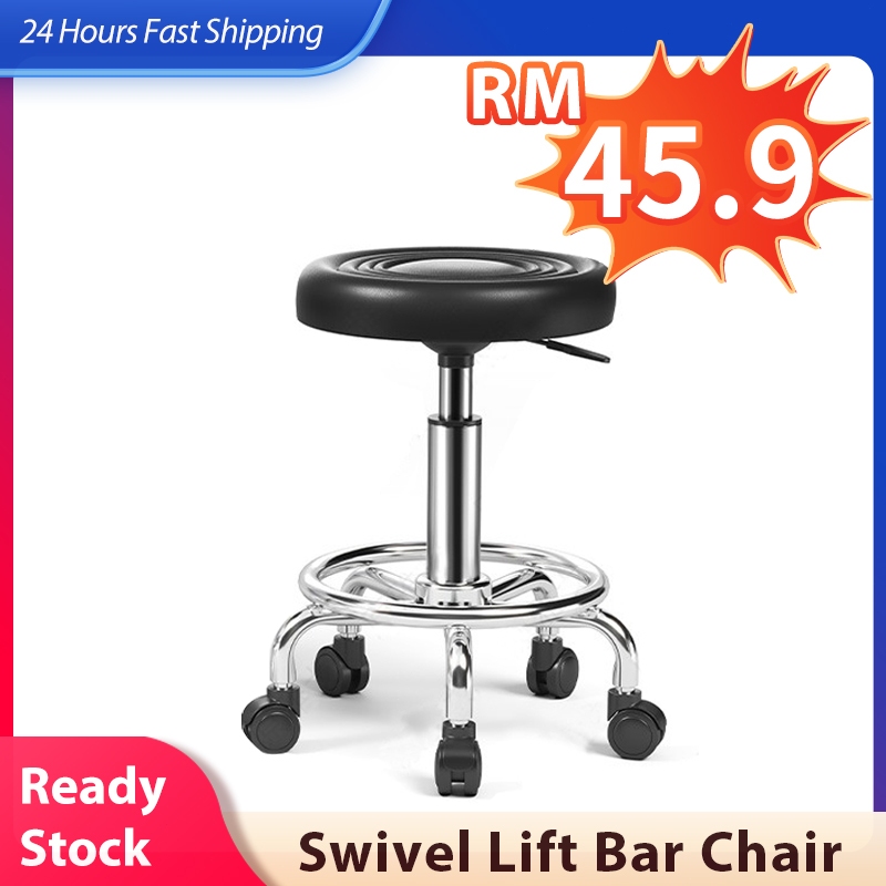 Hydraulic Swivel Round Stool Chair With Wheels Dressing Chair Kursi Bar ...