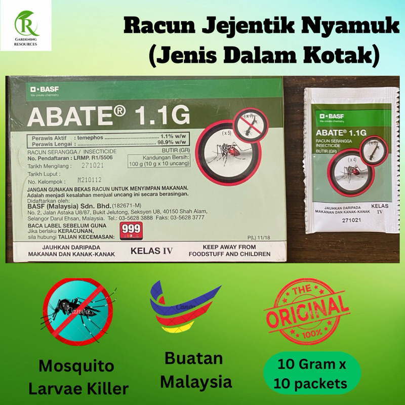 BASF Abate 1.1G Ubat Racun Jejentik Nyamuk 10g x10 bag /100g ( 1 kotak ...