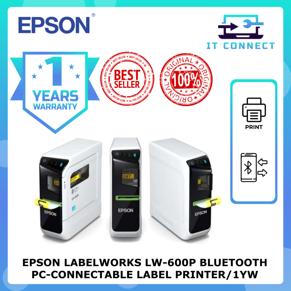 EPSON LABELWORKS LW-600P BLUETOOTH PC-CONNECTABLE LABEL PRINTER/1YW ...