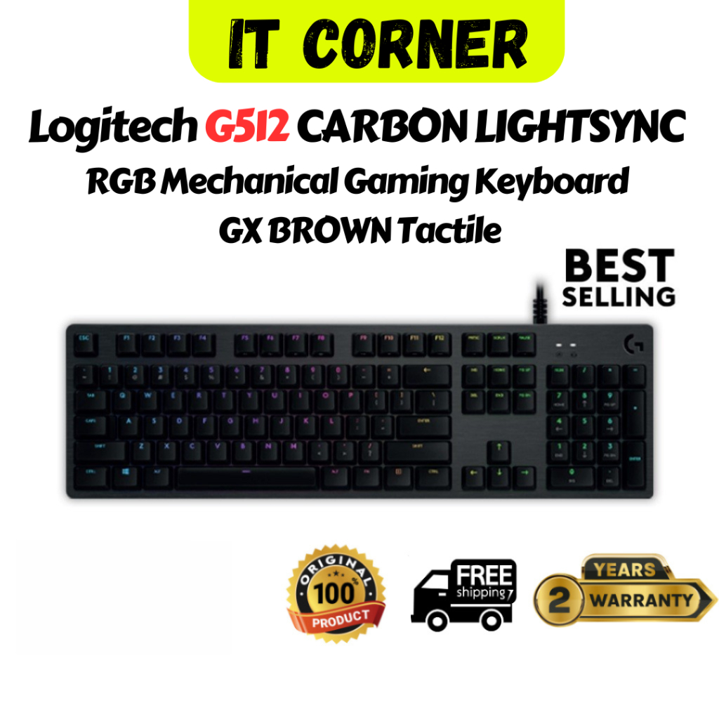 Logitech G512 Carbon Lightsync RGB Mechanical Gaming Keyboard with GX ...